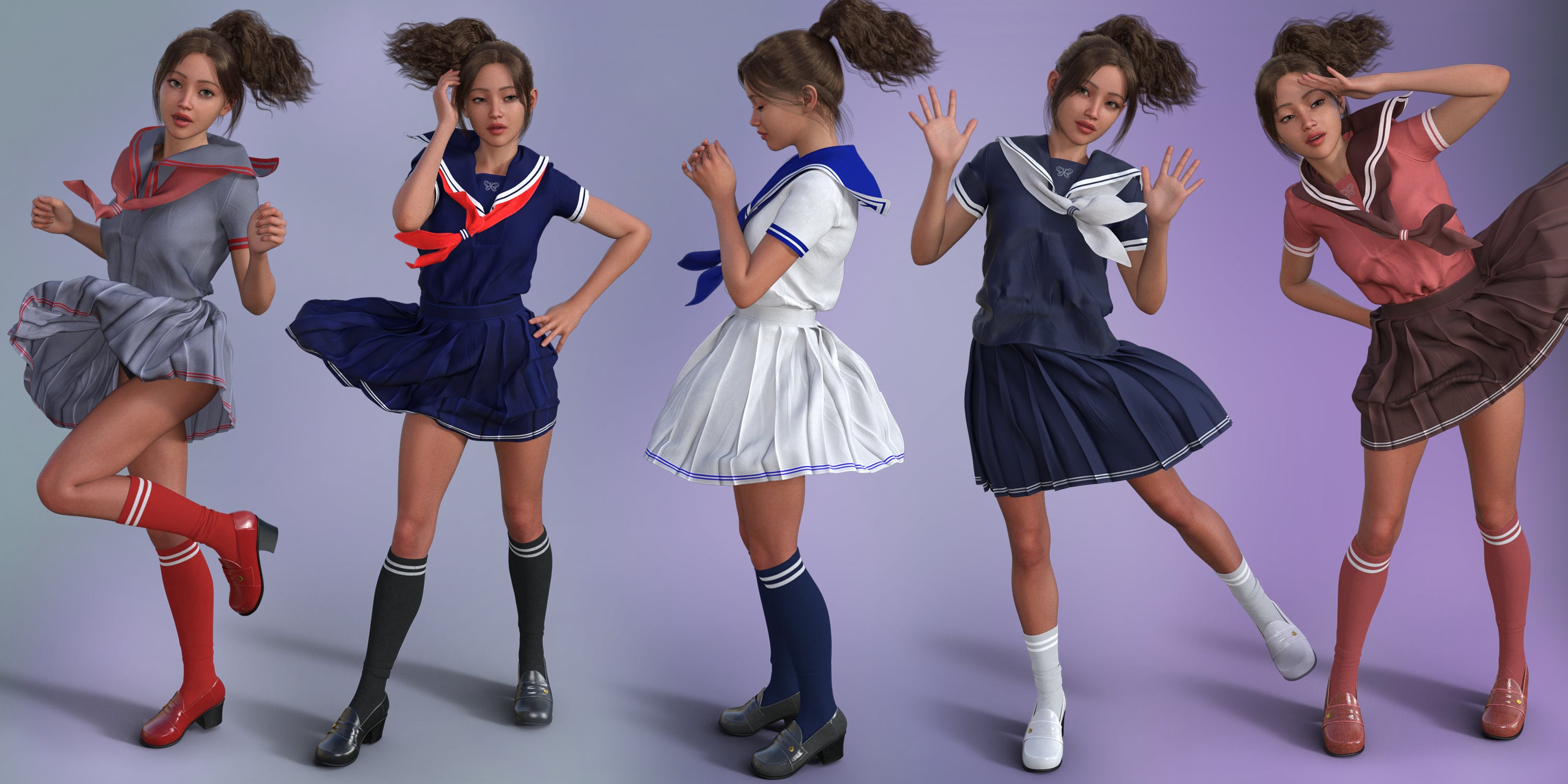 dForce BRZ Sailor Uniform and Poses for Genesis 9 | Daz 3D