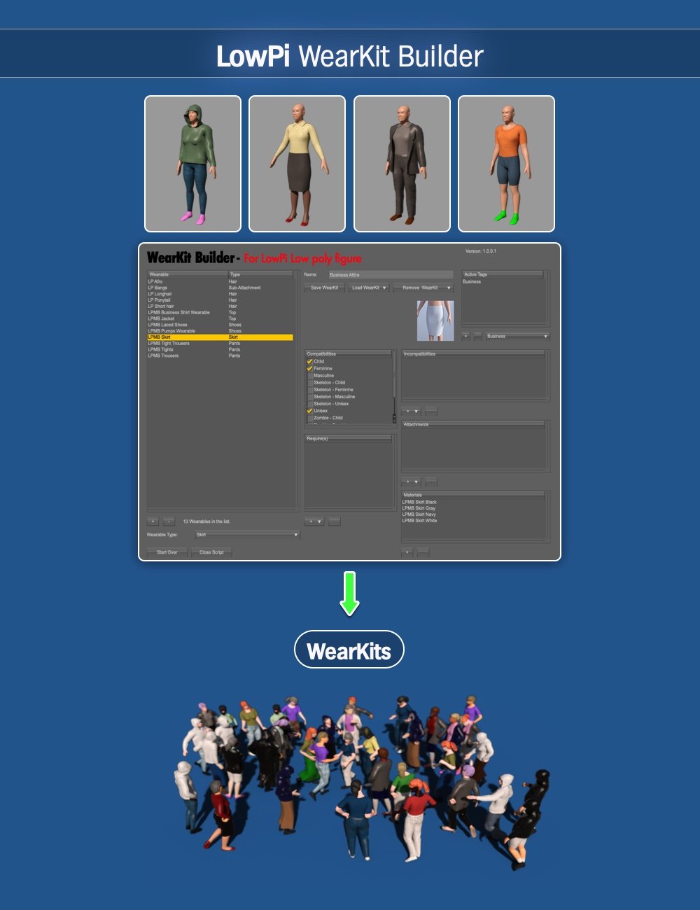 Lowpoly Crowd Creator Bundle | Daz 3D