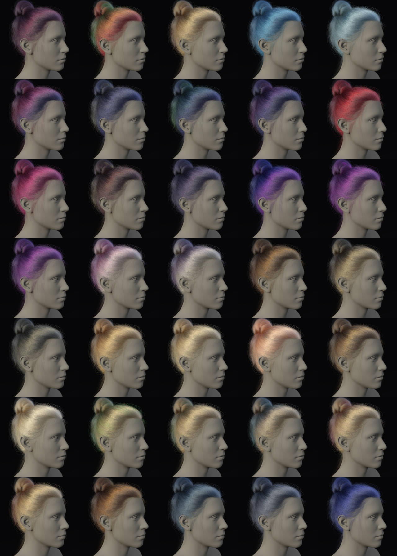 dForce Strand-Based Everyday Updo 3 Hair Color Expansion | Daz 3D