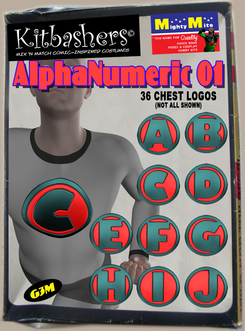 AlphaNumeric Symbols v01 MMKBG3M | Daz 3D