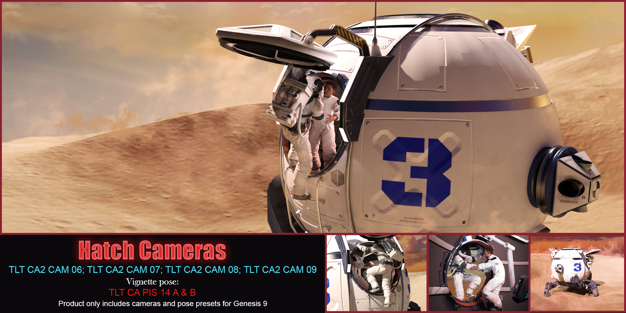 FF's TLT Cab 2 Cameras with Poses for Genesis 9 | Daz 3D