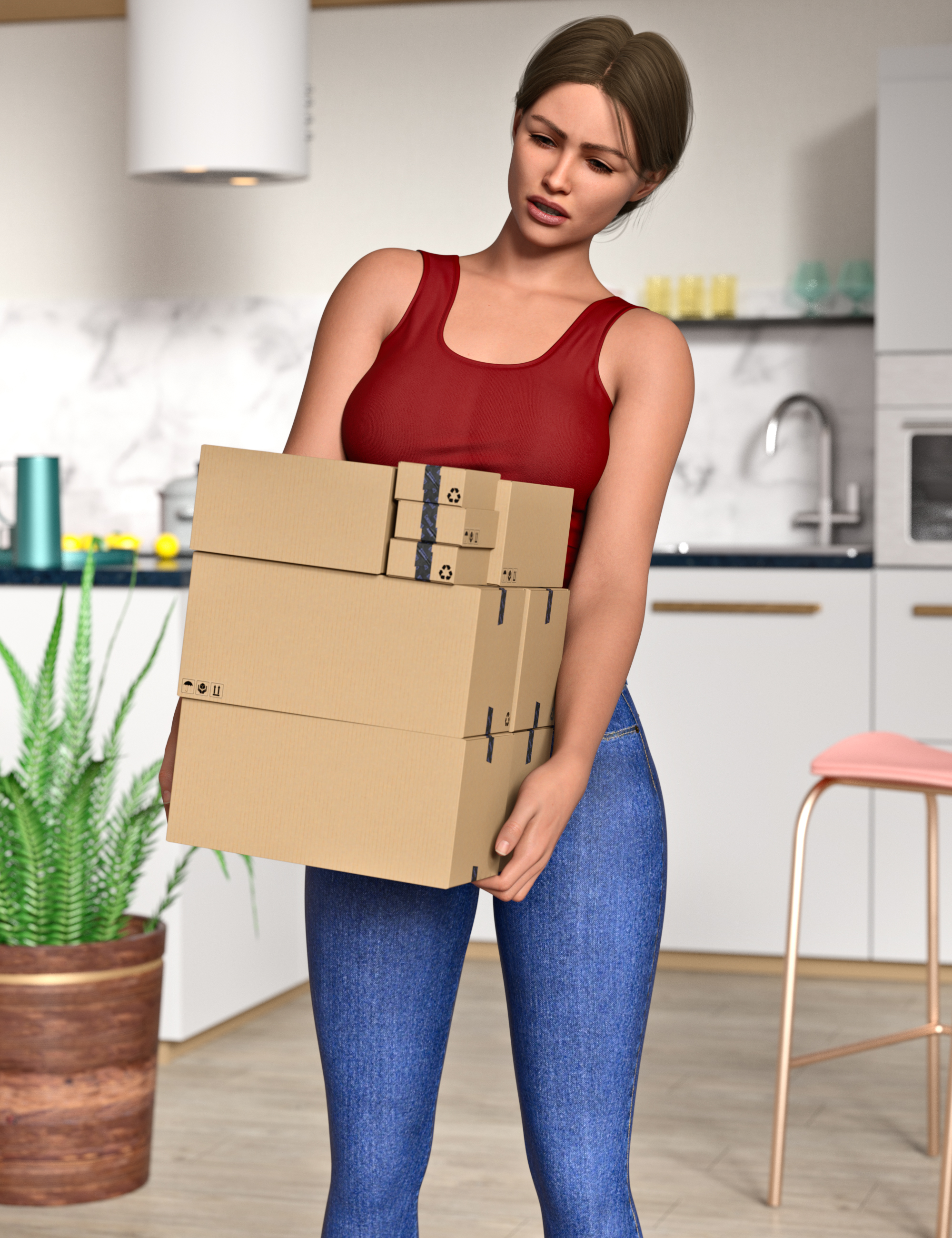 Z Lifting and Carrying Boxes Utility Pose Mega Set for Genesis 9 and 8 Female | Daz 3D