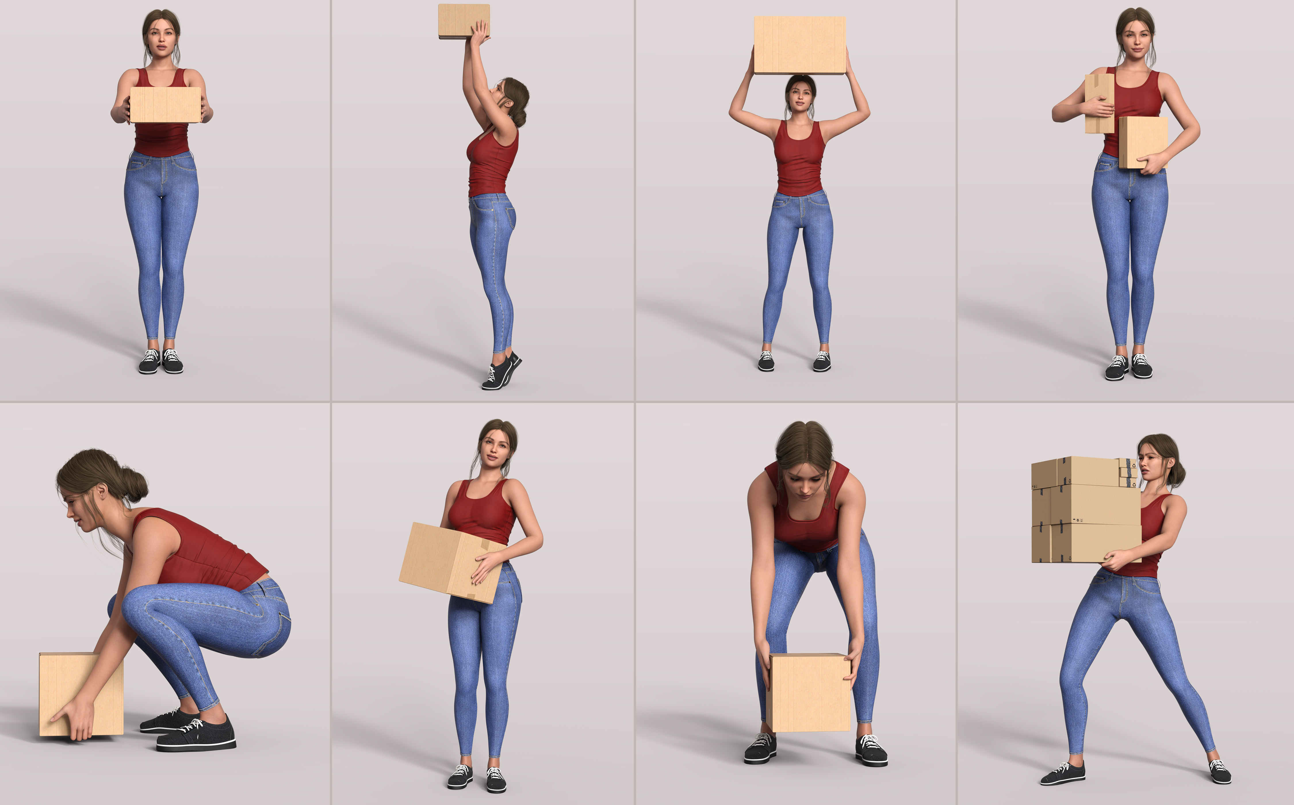 Z Lifting and Carrying Boxes Utility Pose Mega Set for Genesis 9 and 8 ...