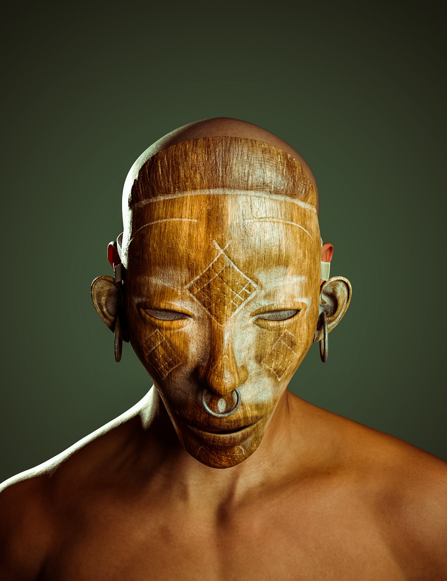 BW Tribal Face Masks Set For Genesis 9 | Daz 3D