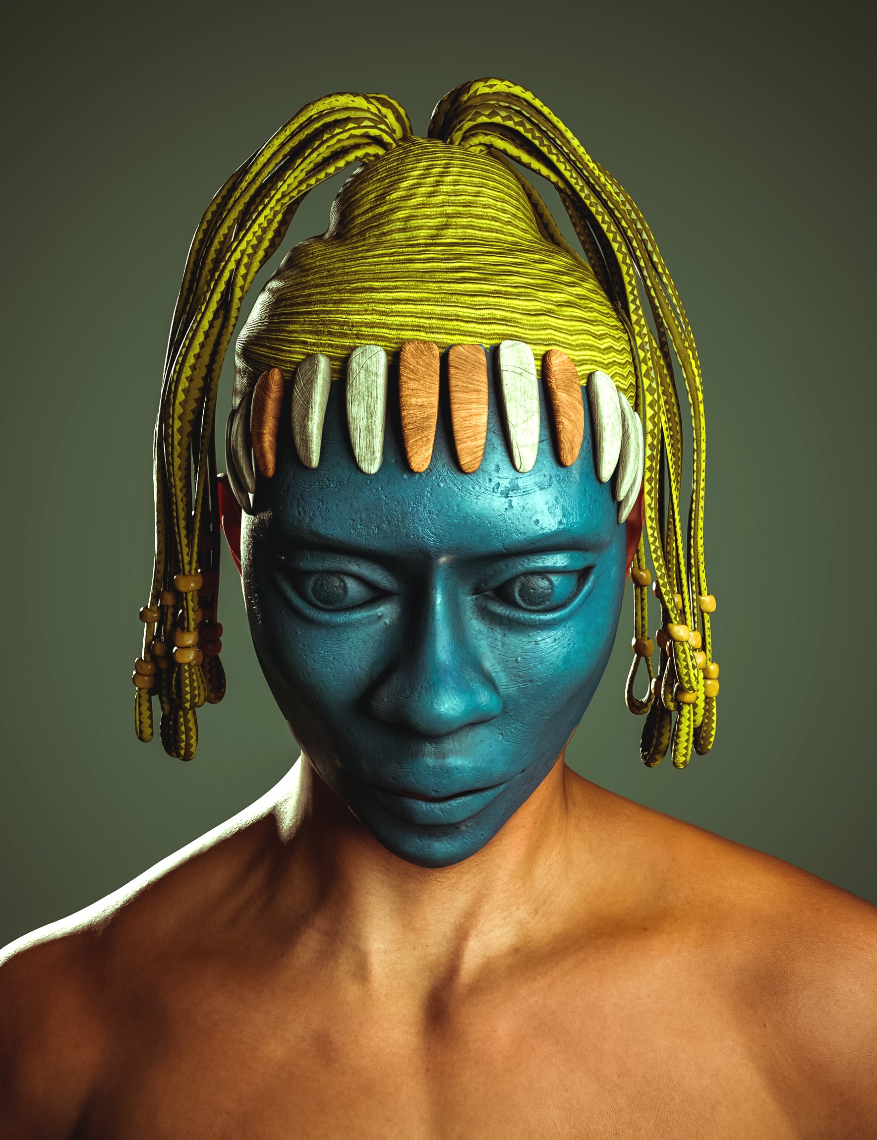 BW Tribal Face Masks Set For Genesis 9 | Daz 3D