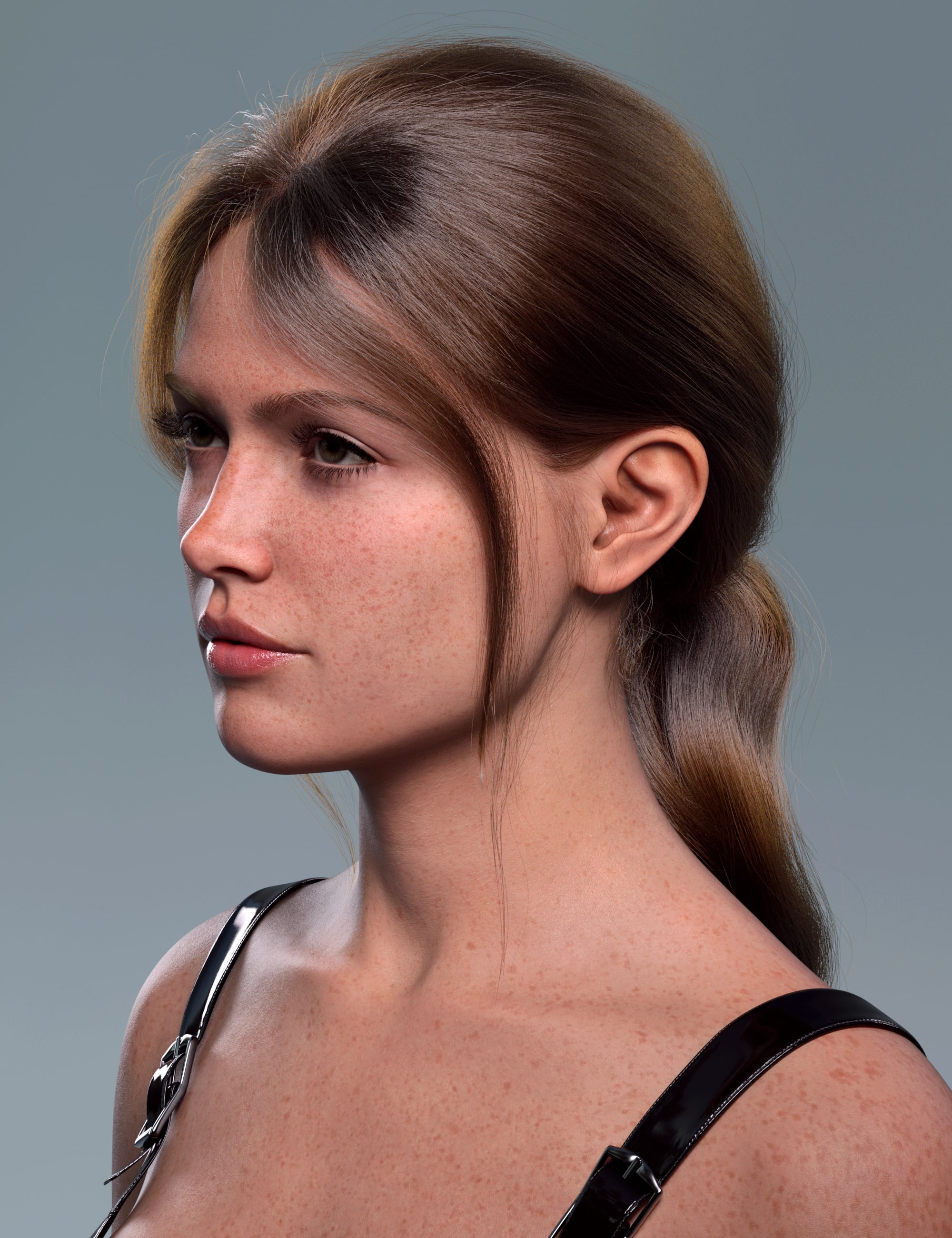dForce Strand-Based Messy Low Ponytail Hair for Genesis 9 | Daz 3D