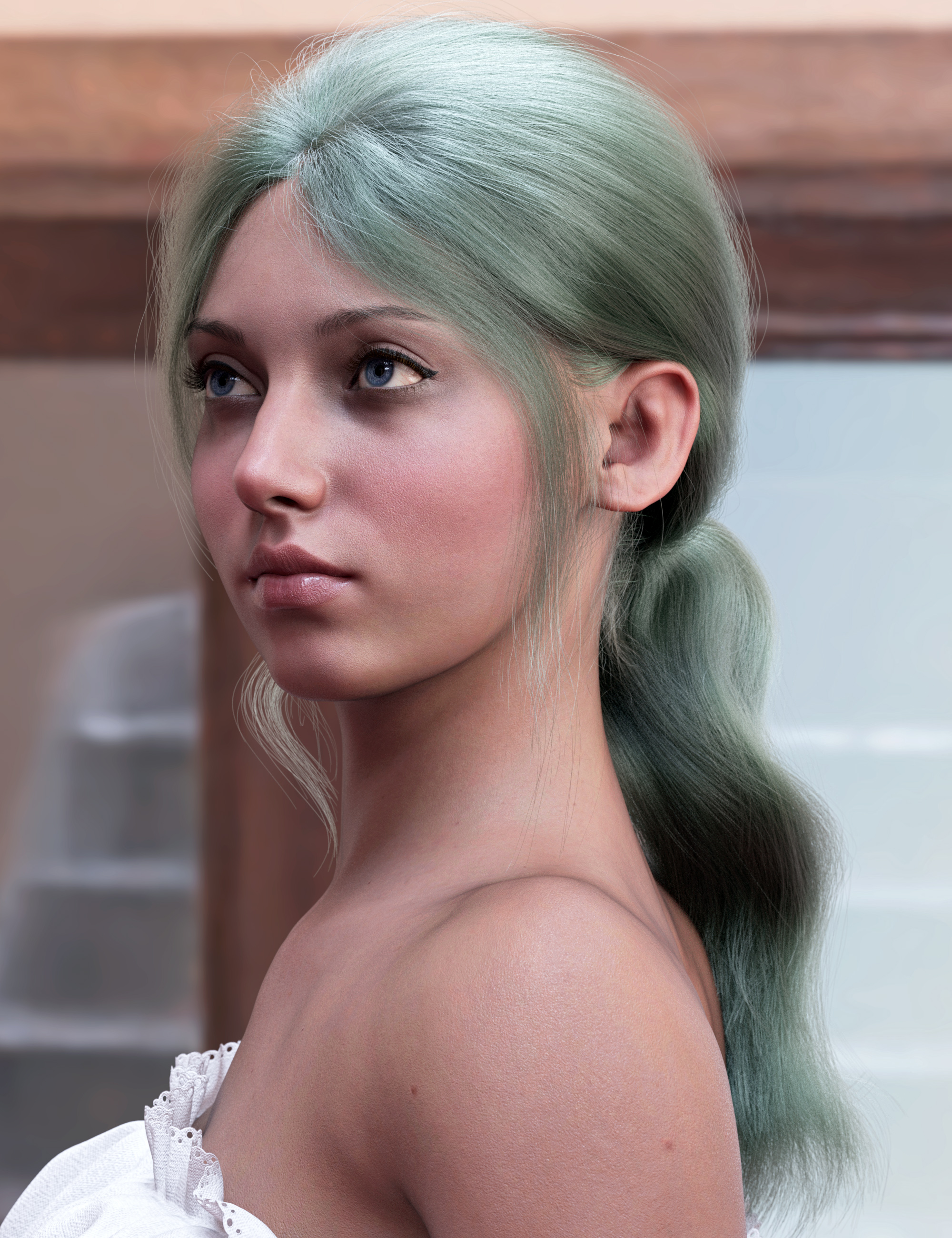 dForce Strand-Based Messy Low Ponytail Hair Color Expansion | Daz 3D