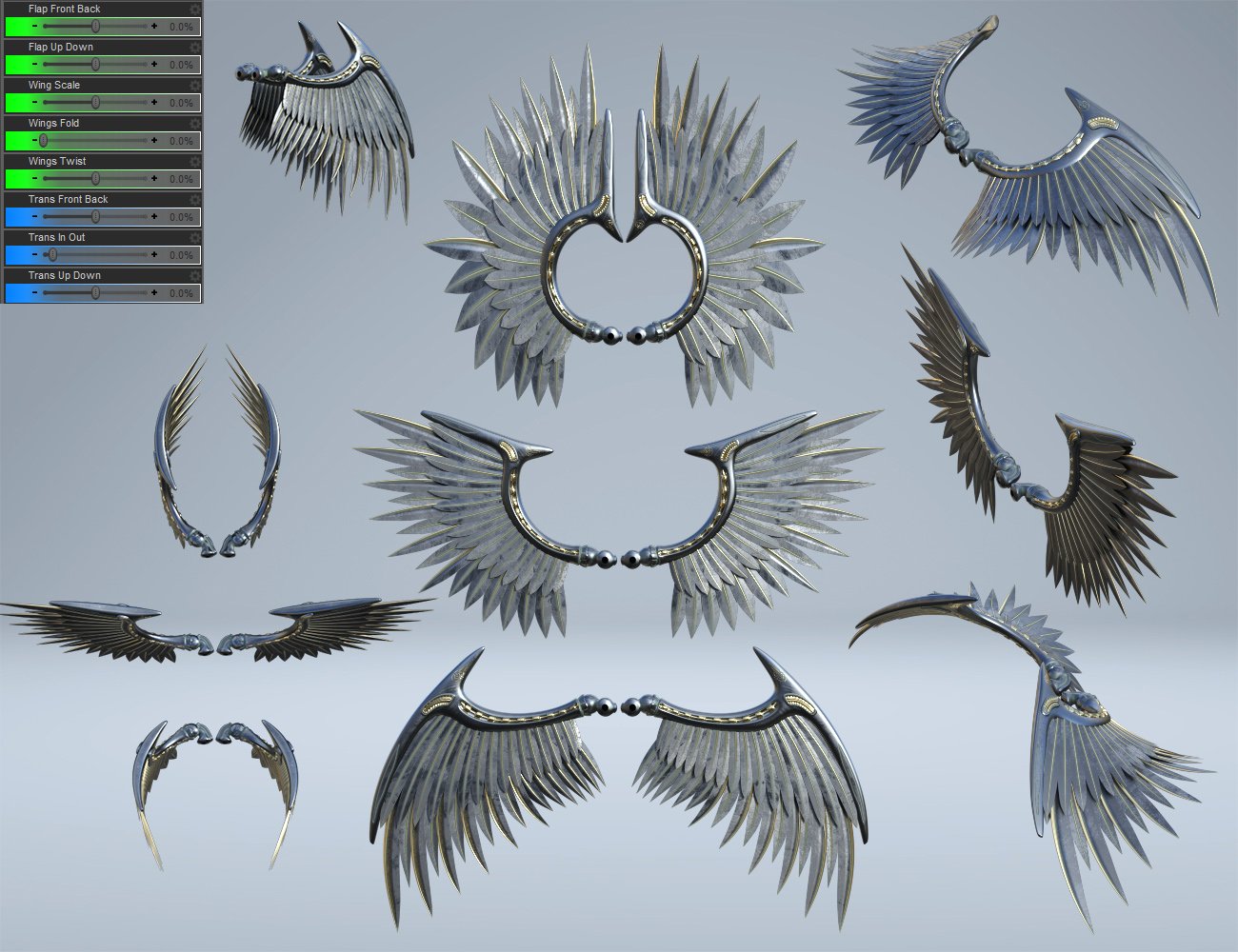 Biomech Angel Wings for Genesis 9 | Daz 3D