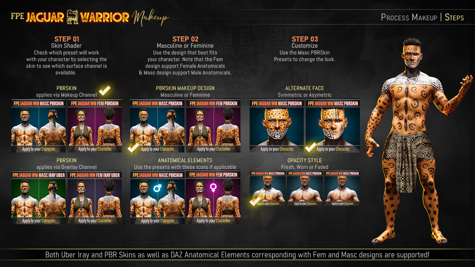 FPE Jaguar Warrior Makeup for Genesis 9 | Daz 3D