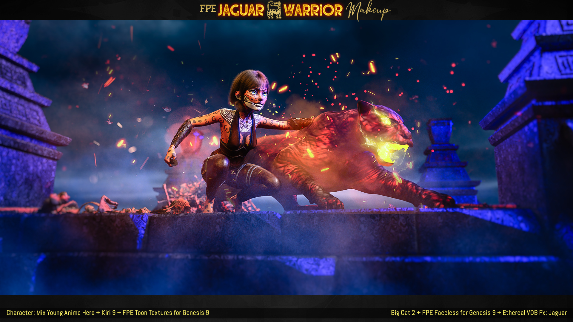 FPE Jaguar Warrior Makeup for Genesis 9 | Daz 3D
