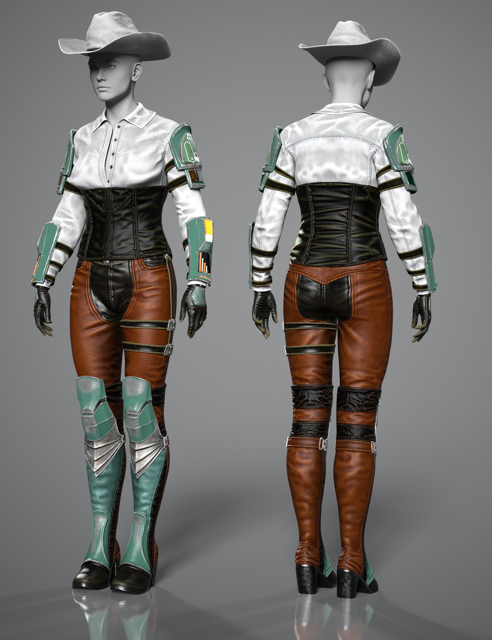 dForce Stellar Cowgirl Outfit for Genesis 9 | Daz 3D