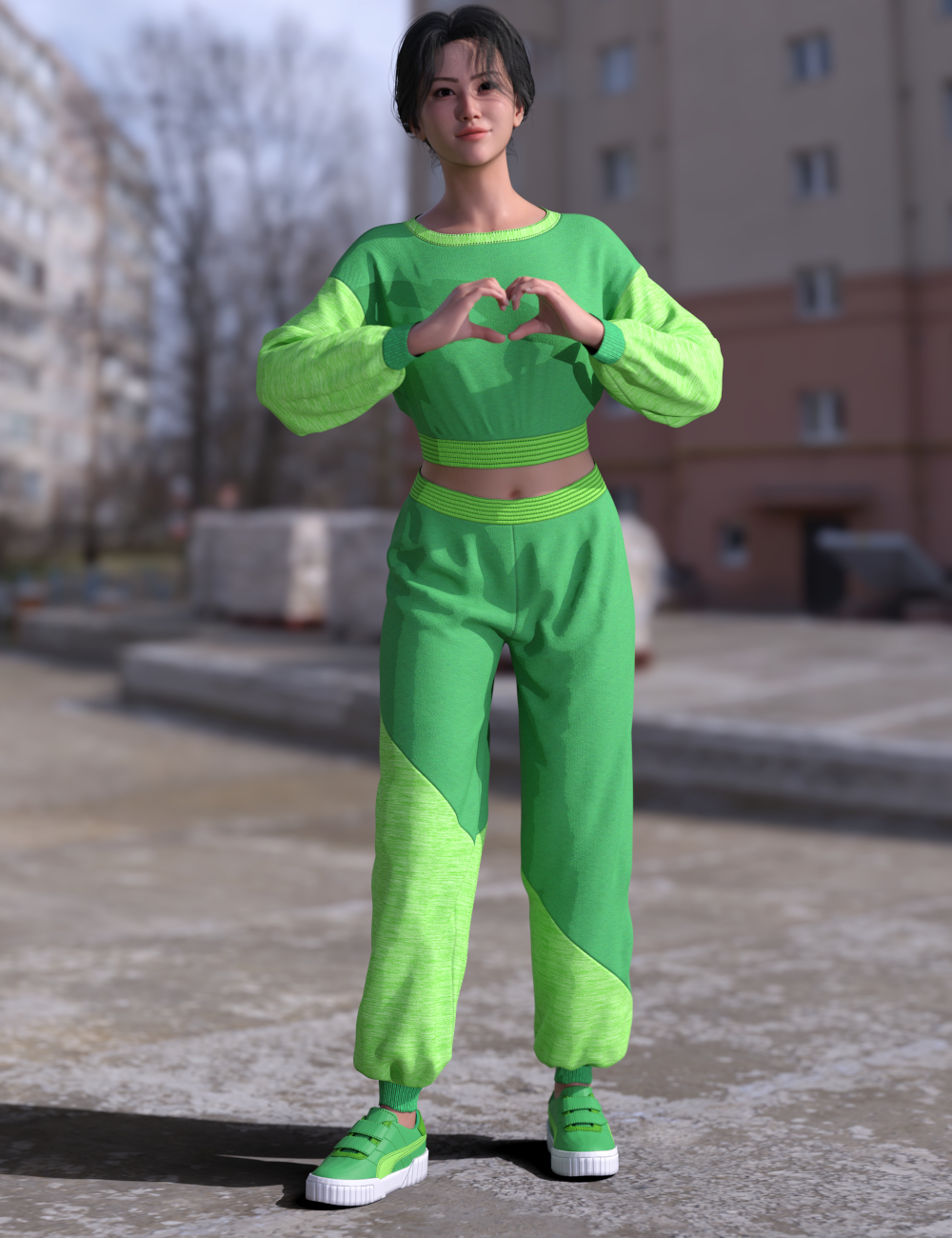 dForce Trendy Tracksuit Outfit for Genesis 9 | Daz 3D