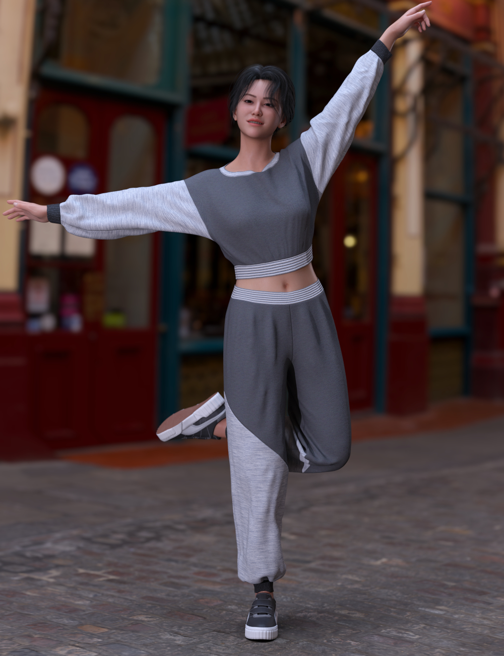 dForce Trendy Tracksuit Outfit for Genesis 9 | Daz 3D