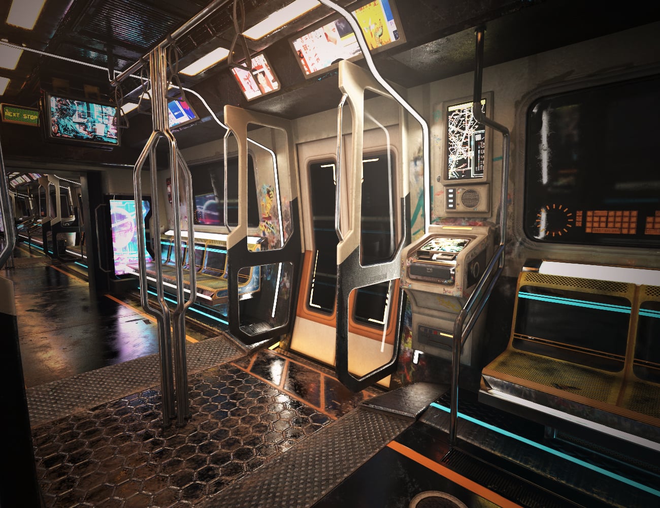 XI Cyberpunk Metro Train | Daz 3D