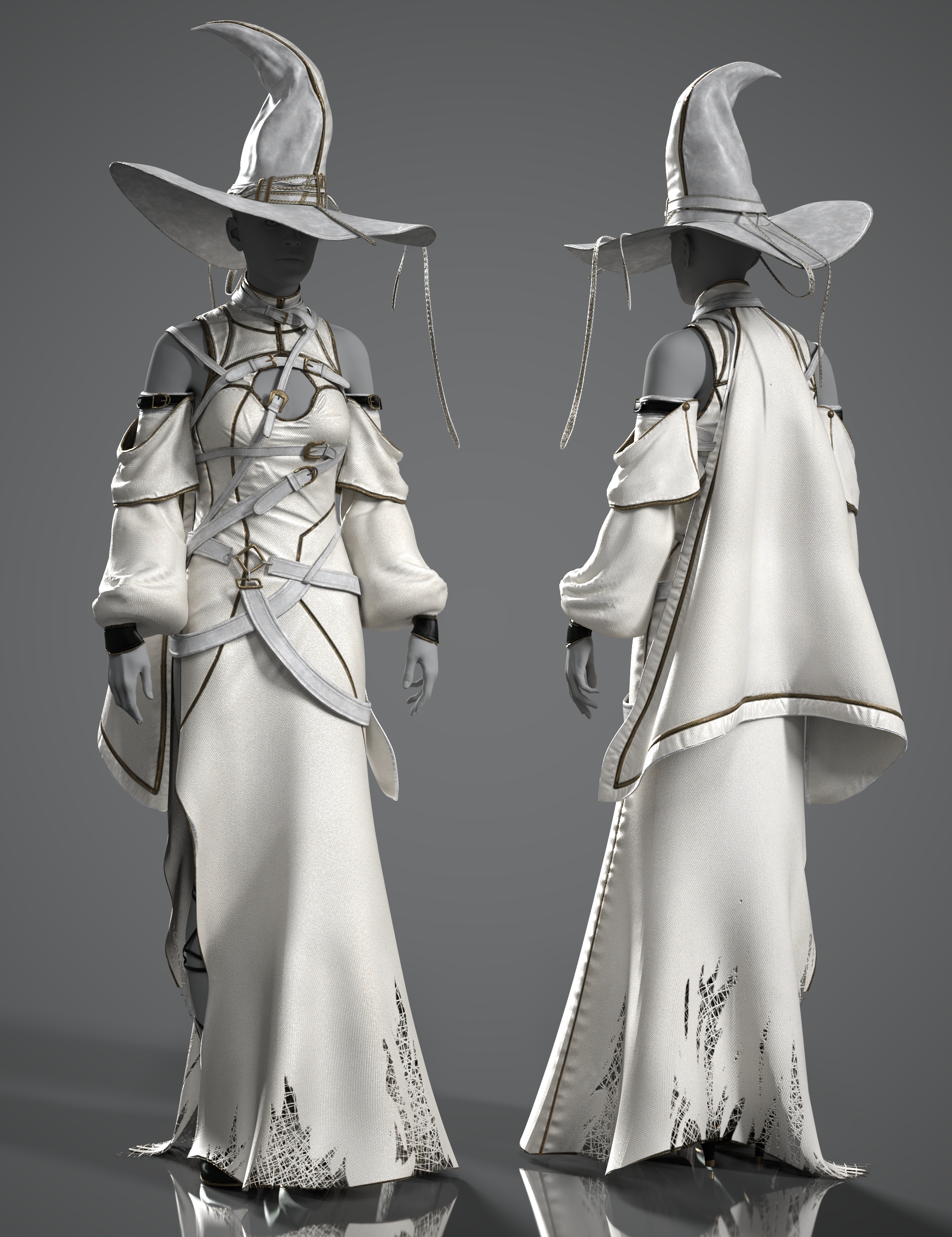 dForce White Witch Outfit for Genesis 9 | Daz 3D