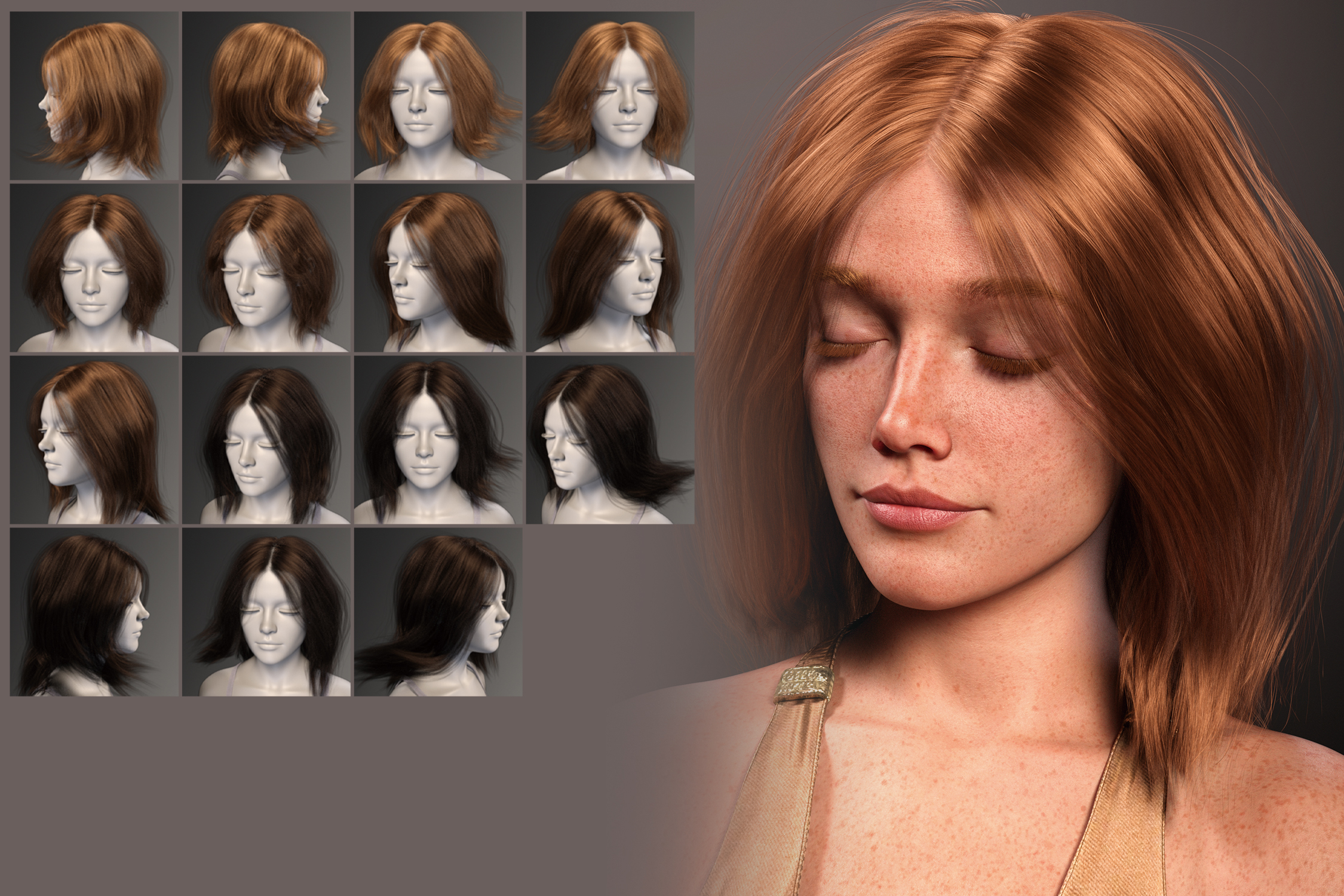 FE Medium Length Dishevelled Hair for Genesis 9 | Daz 3D