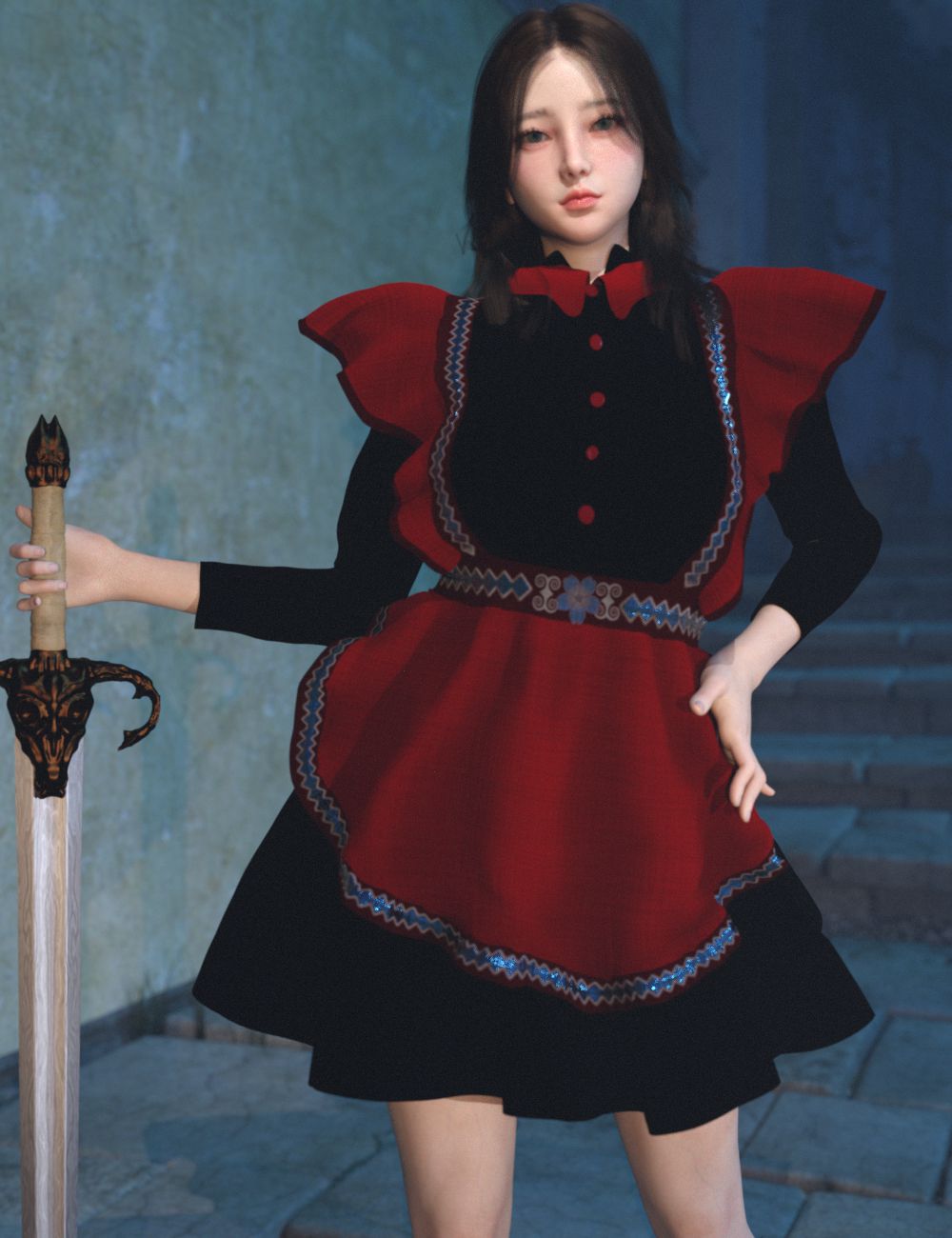 dForce EG Maid Costume for Genesis 9 | Daz 3D
