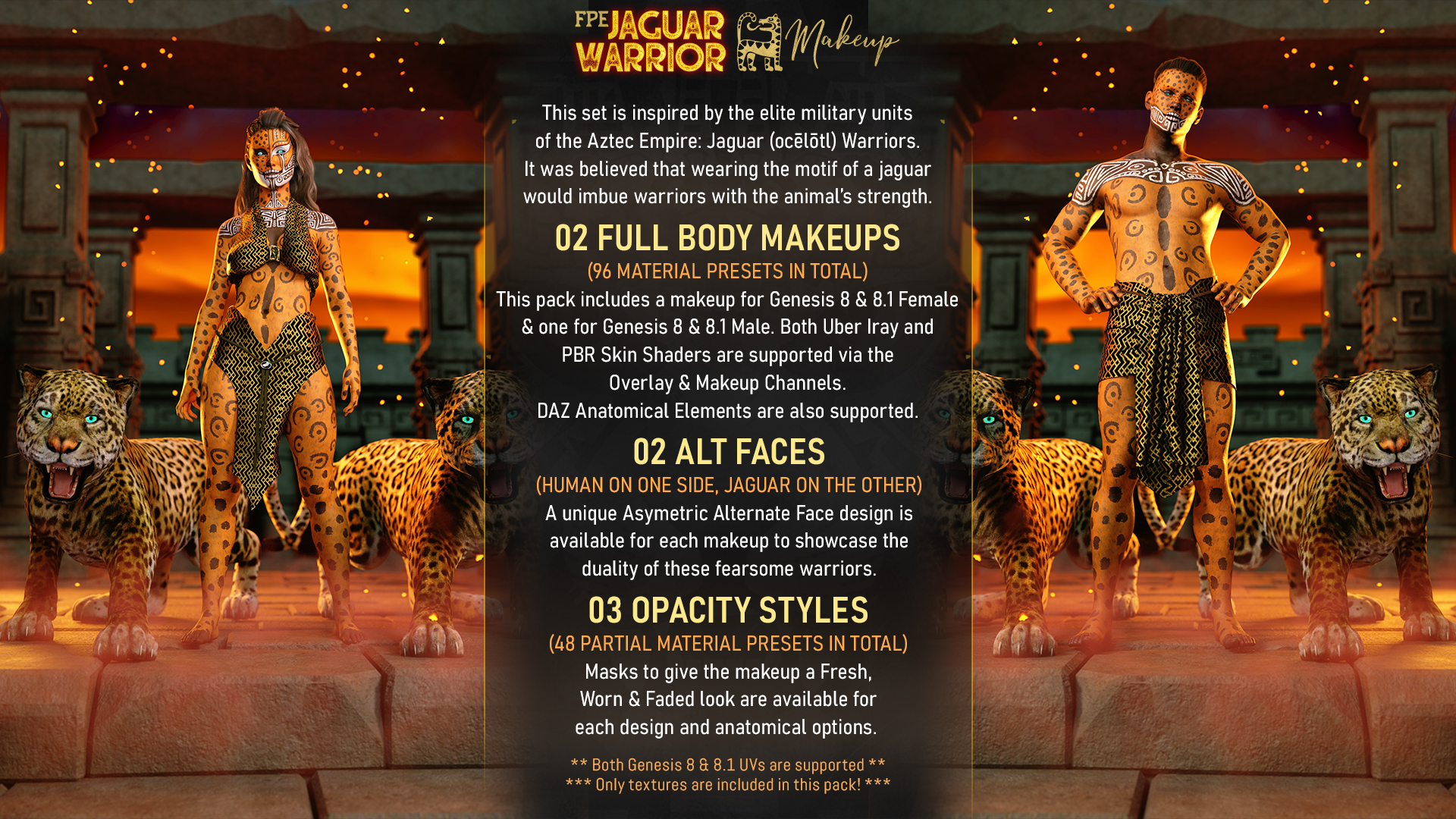 FPE Jaguar Warrior Makeup for Genesis 8 and 8.1 | Daz 3D
