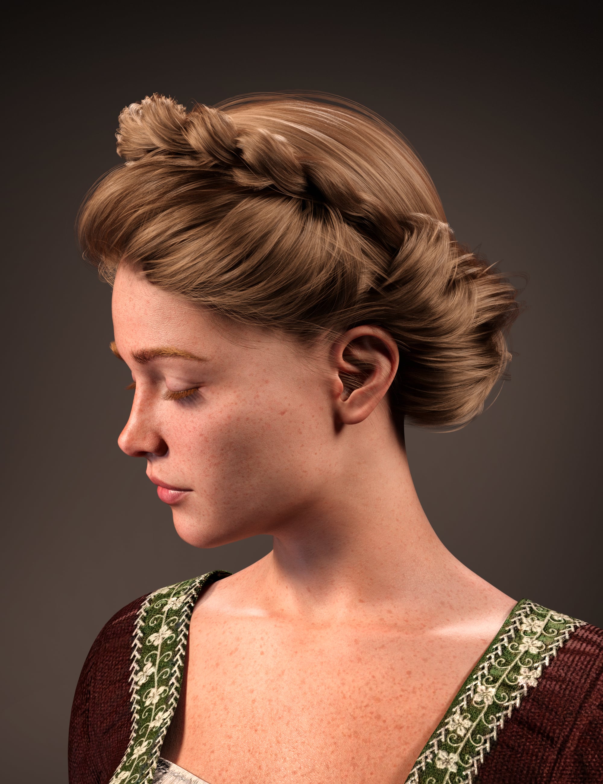 FE Elegant Updo Hair for Genesis 9 and 8 Female | Daz 3D