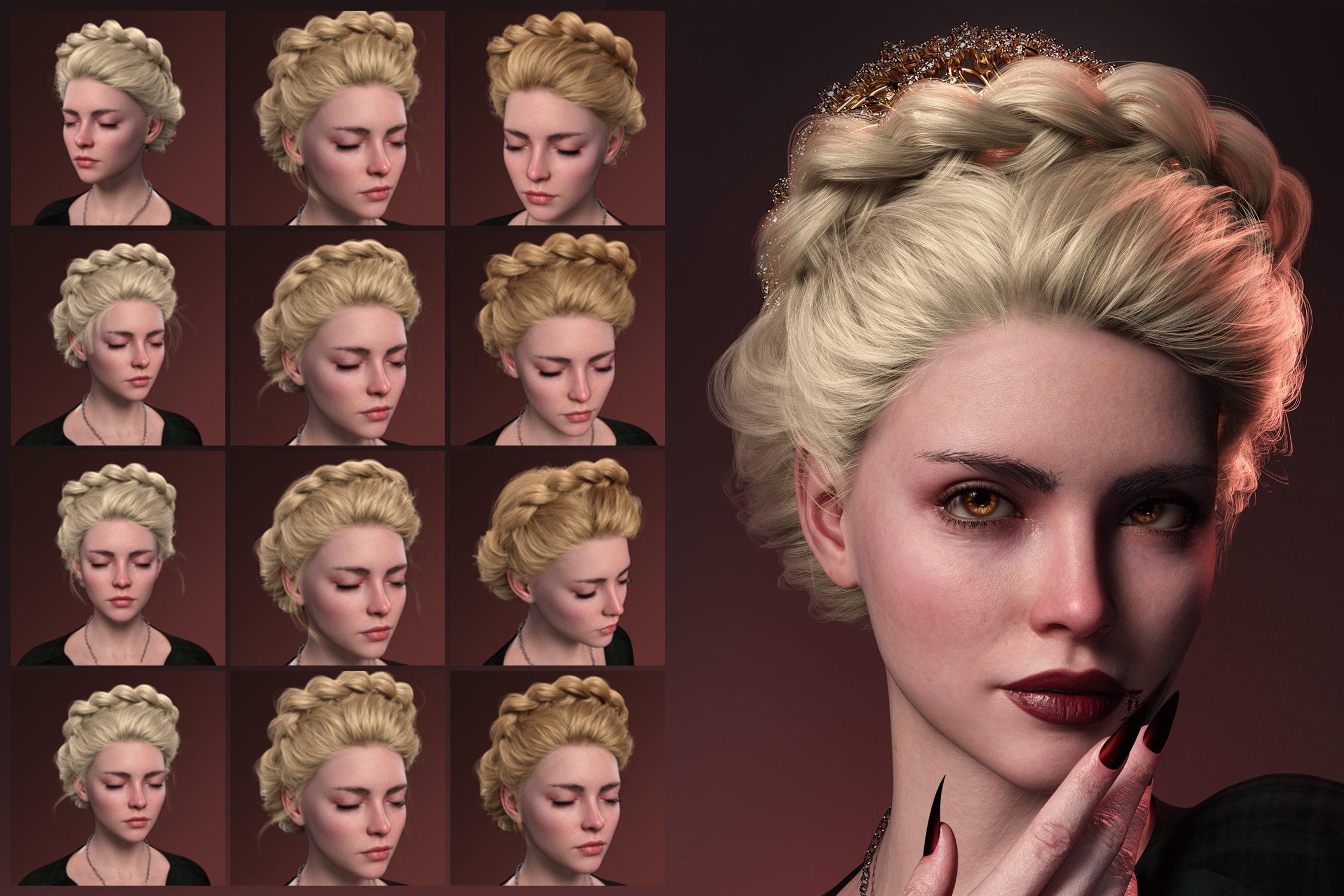 FE Elegant Updo Hair for Genesis 9 and 8 Female | Daz 3D
